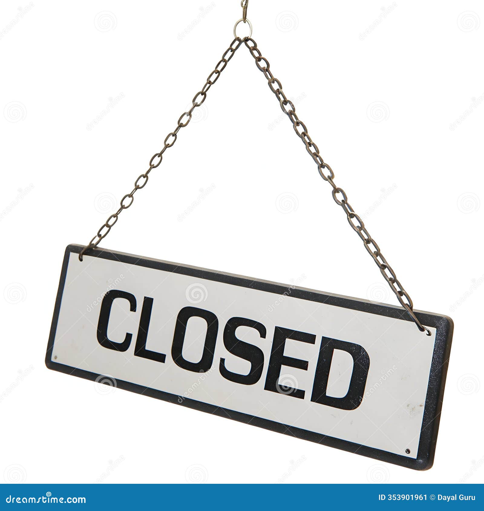 Sign Hanging from a Chain Isolated on White Background Stock ...