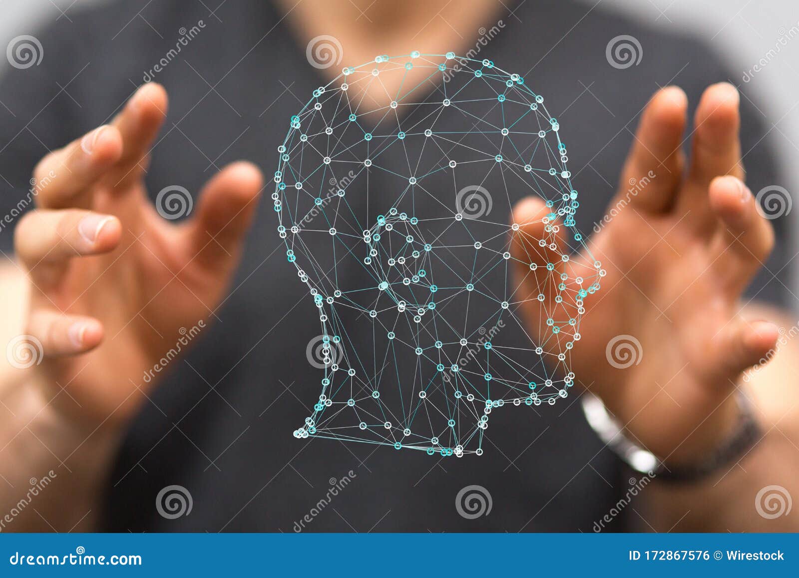 Sign of the Head of a Person Made of Connected Dots Stock Photo - Image ...