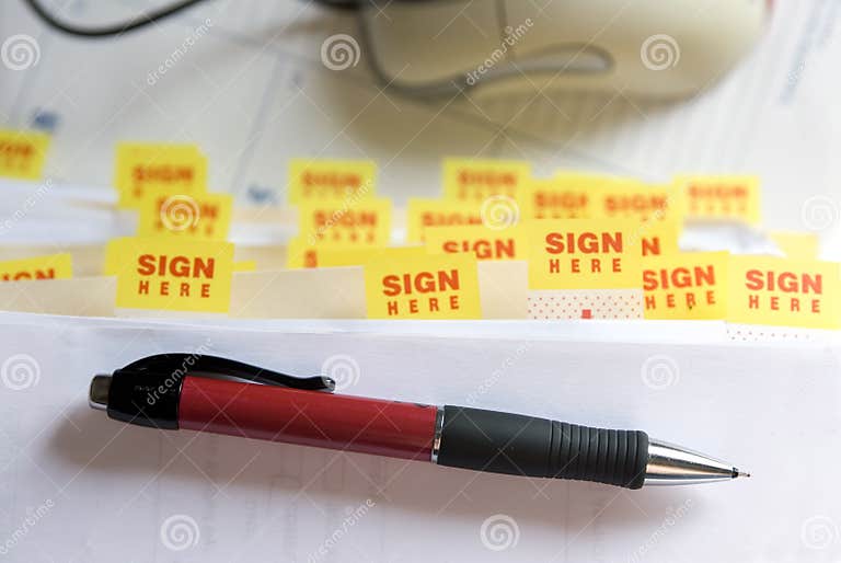 Sign Here stock photo. Image of mouse, office, forms, drown - 1424076