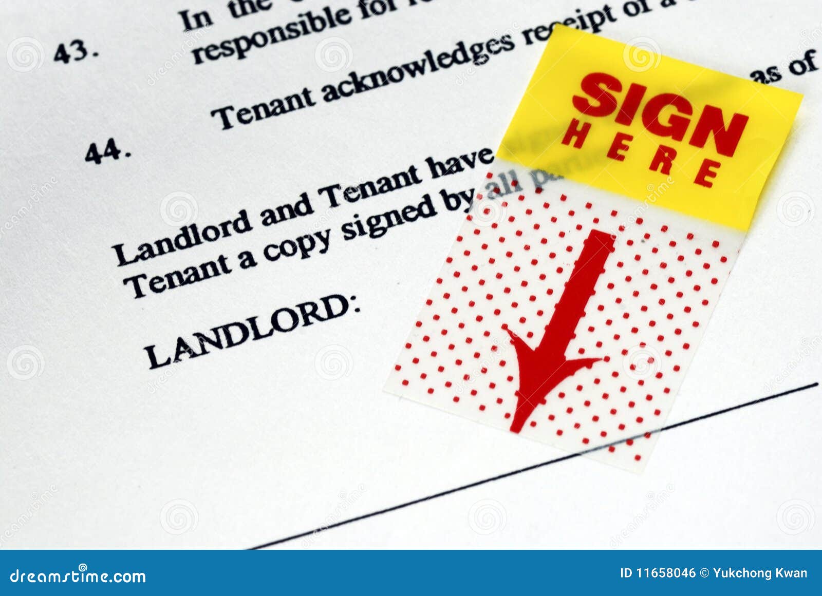 The Sign-here Sticker on the Rental Contract Stock Illustration ...