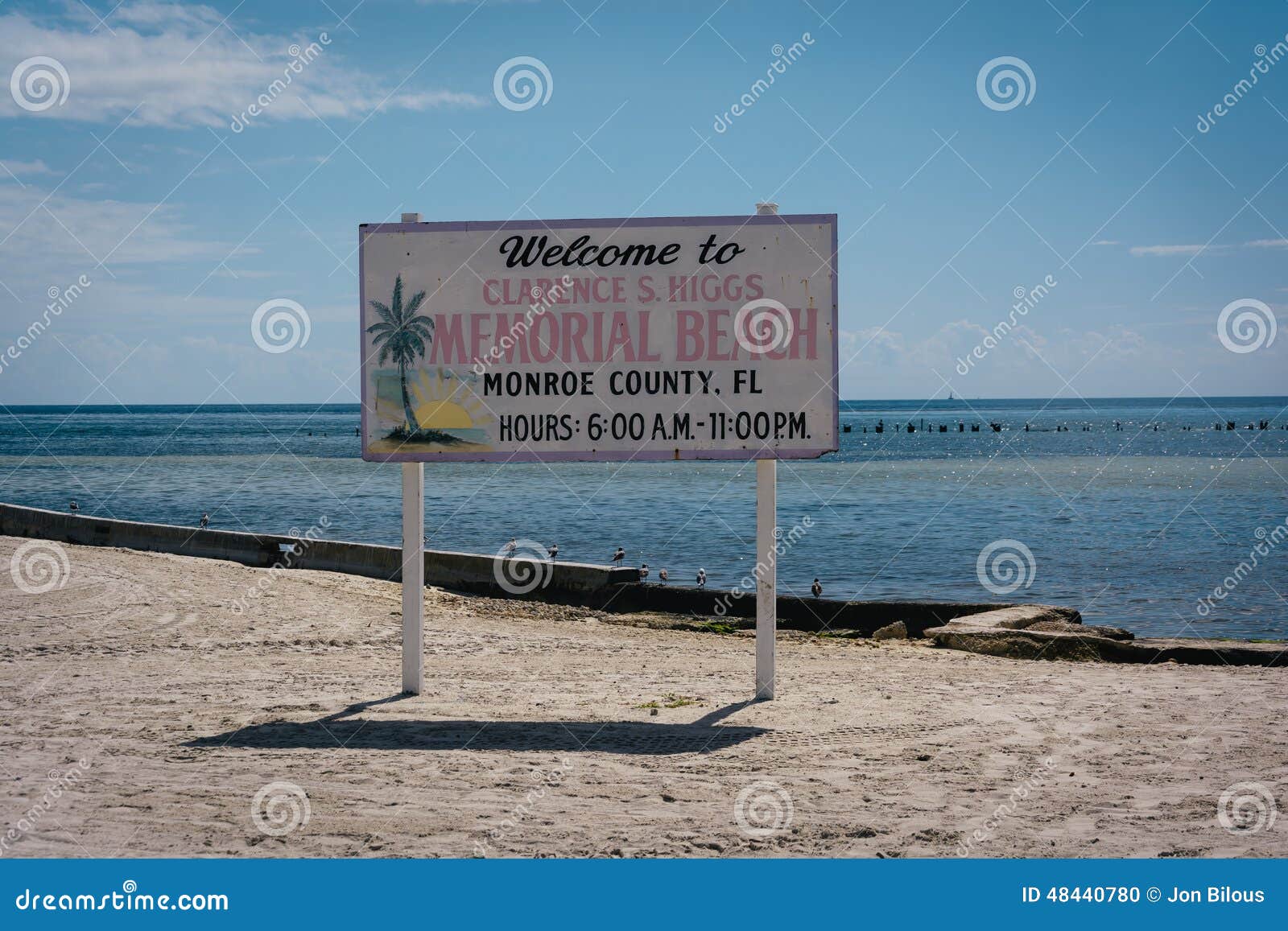 Sign At Higgs Beach, Key West, Florida. Stock Photography ...
