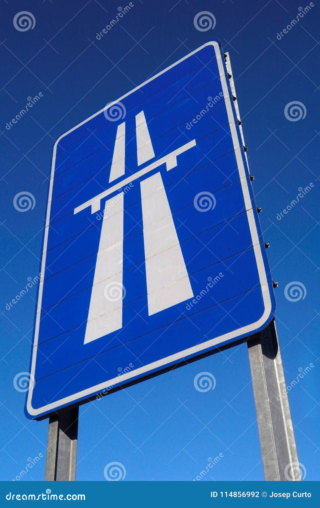 Sign highway on blue sky stock photo. Image of post - 114856992
