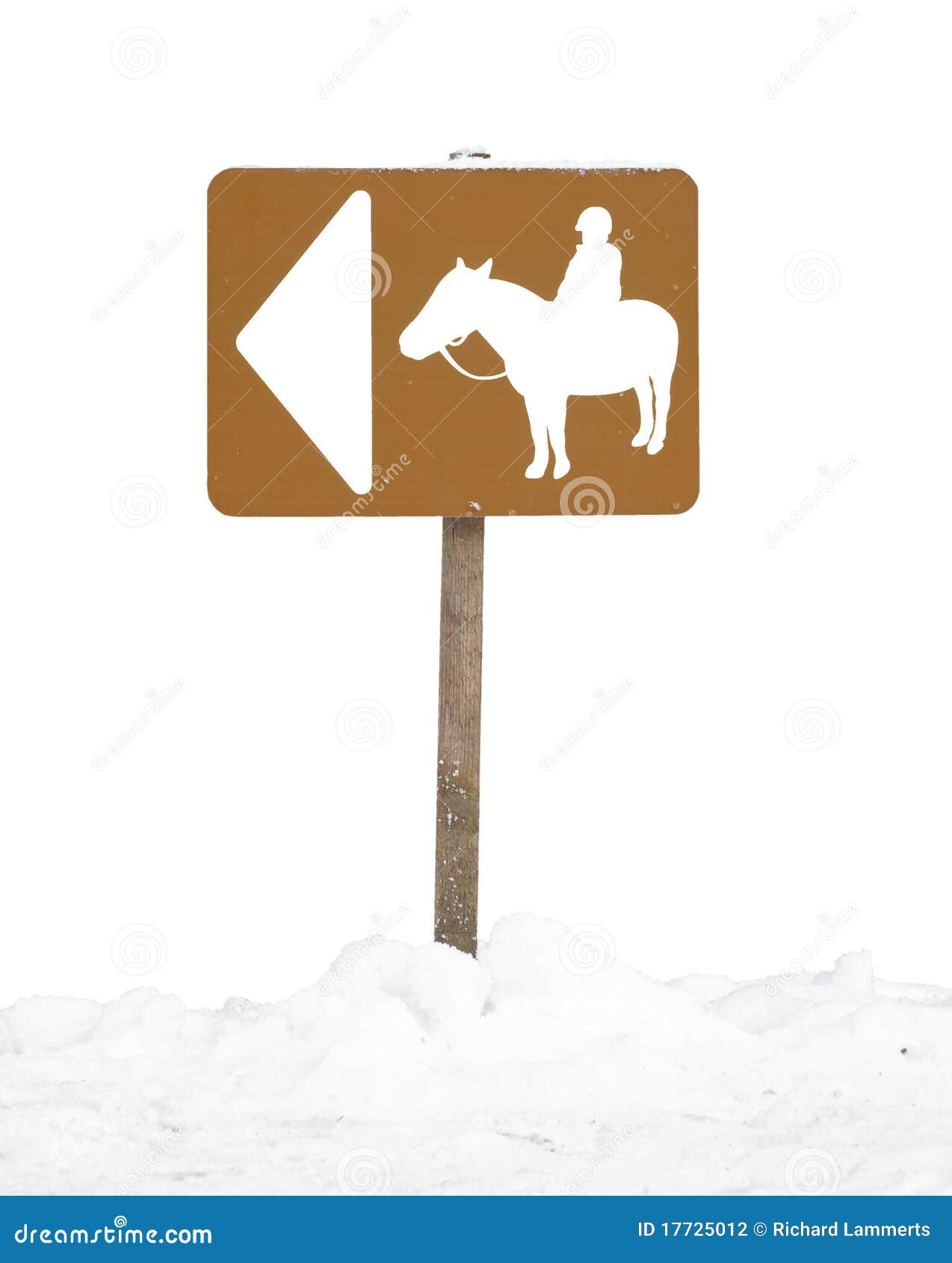 Sign of Horse Trail in the Snow Stock Photo - Image of outside, animal ...