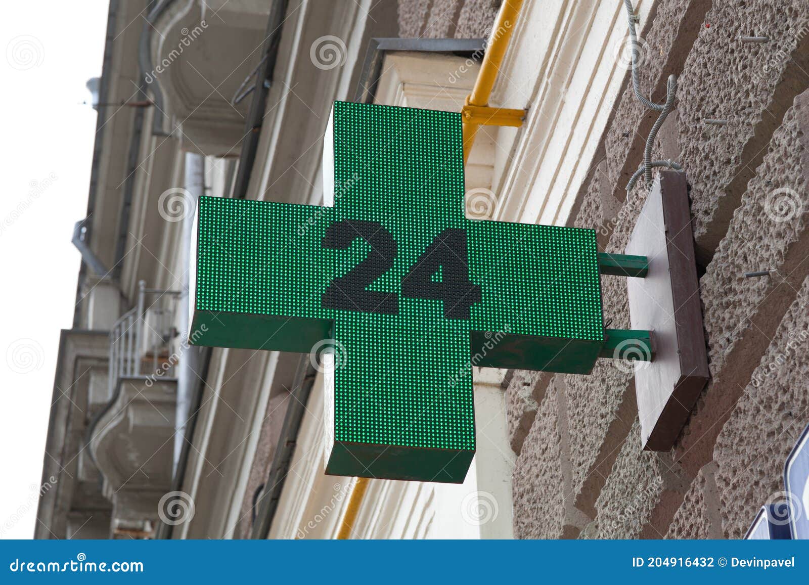 Sign of a 24-hour pharmacy stock photo. Image of cross - 204916432