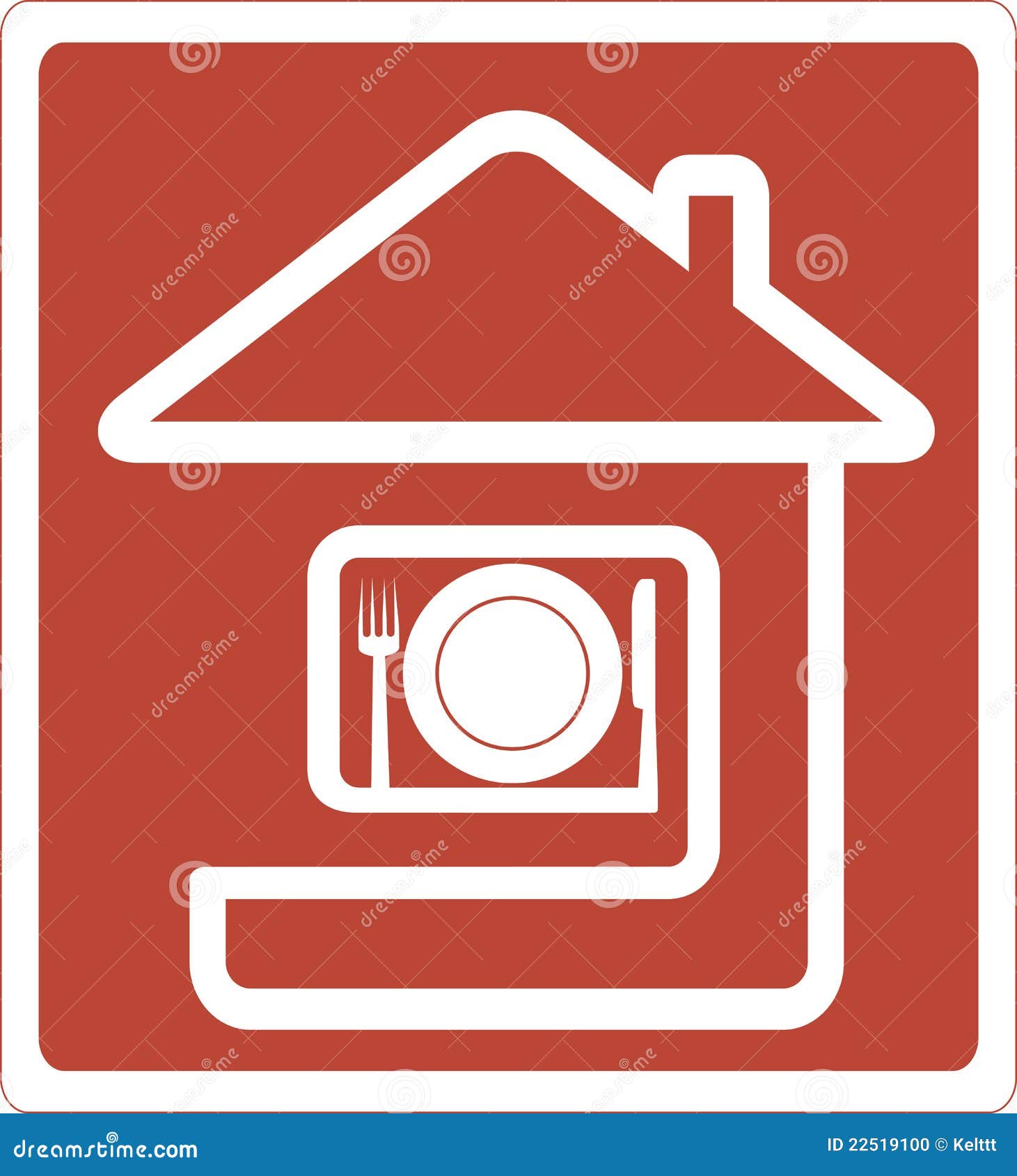 Sign with House and Utensil Stock Vector - Illustration of cooking ...