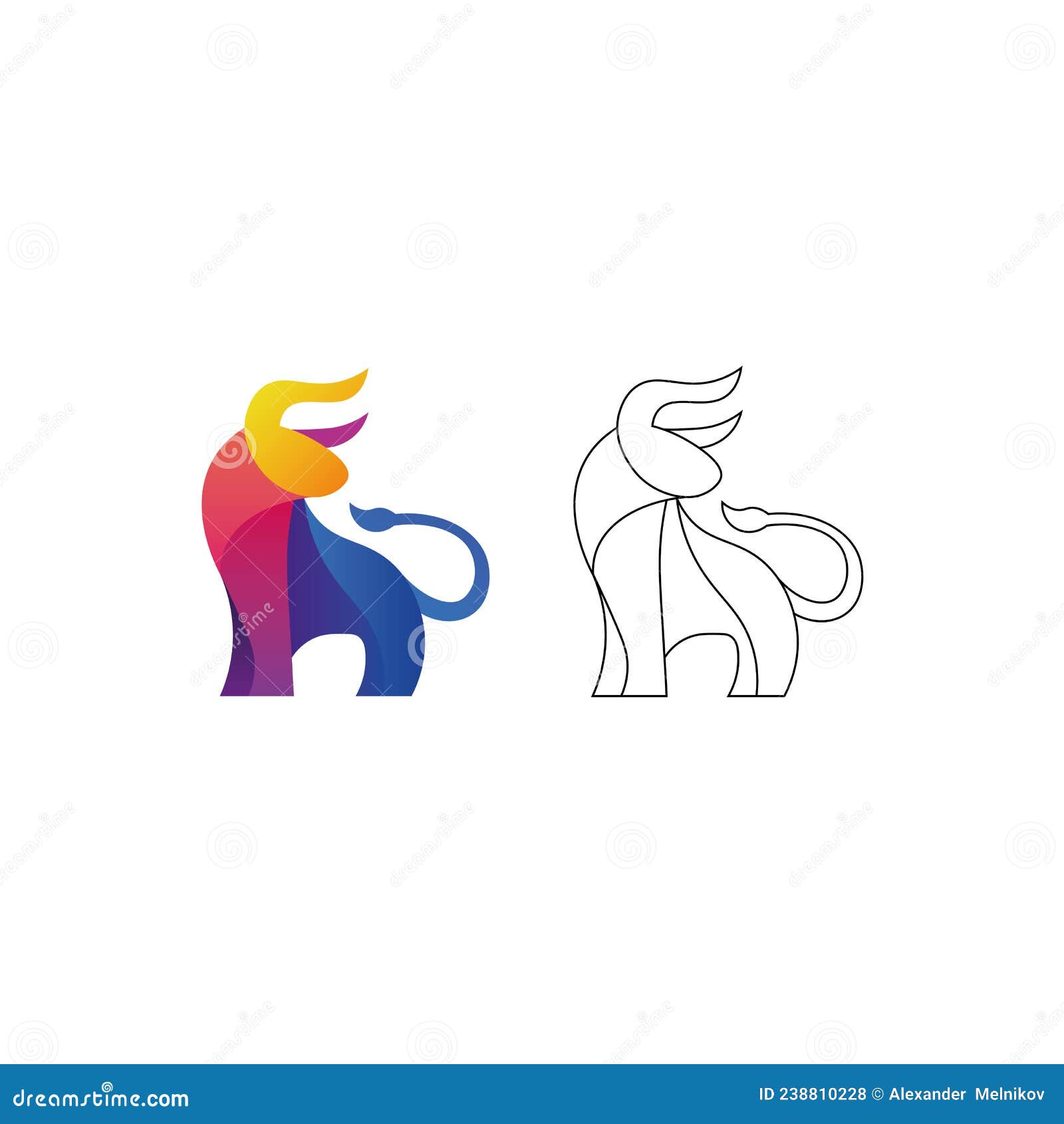 Sign Icon Two Multicolored Bulls. Vector Illustration Eps 10 Stock ...