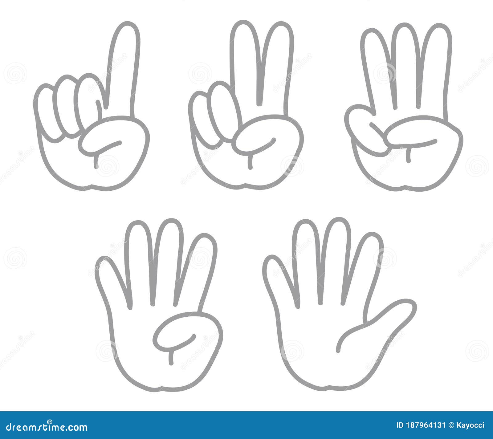 Hand Gesture, Number - Sign Set Stock Vector - Illustration of four ...