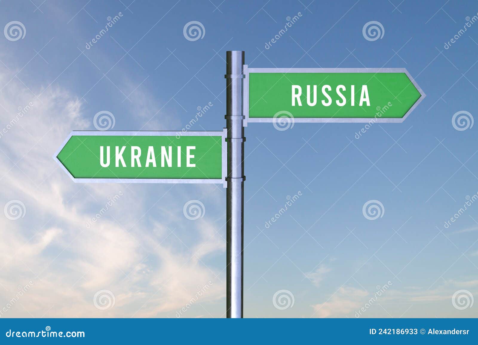 Sign Indicating the Direction of the Borders between Two Countries ...