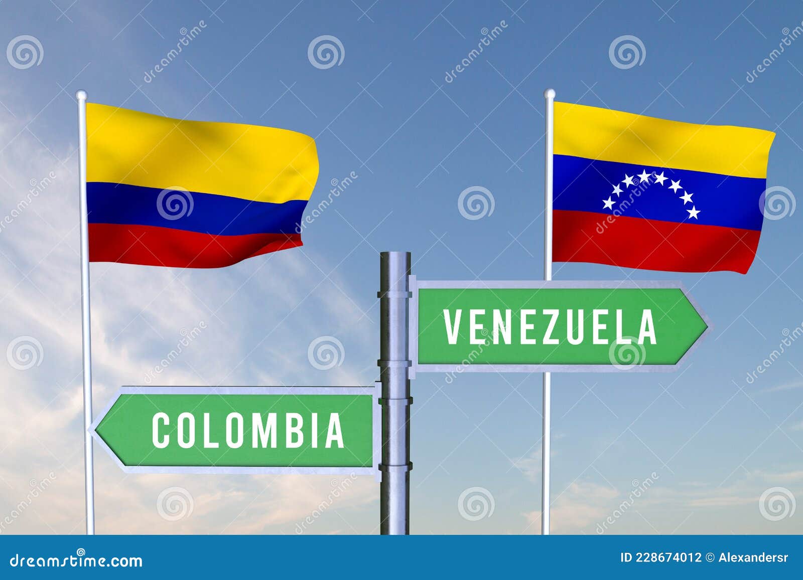 Sign Indicating the Direction of the Borders between Two Countries ...