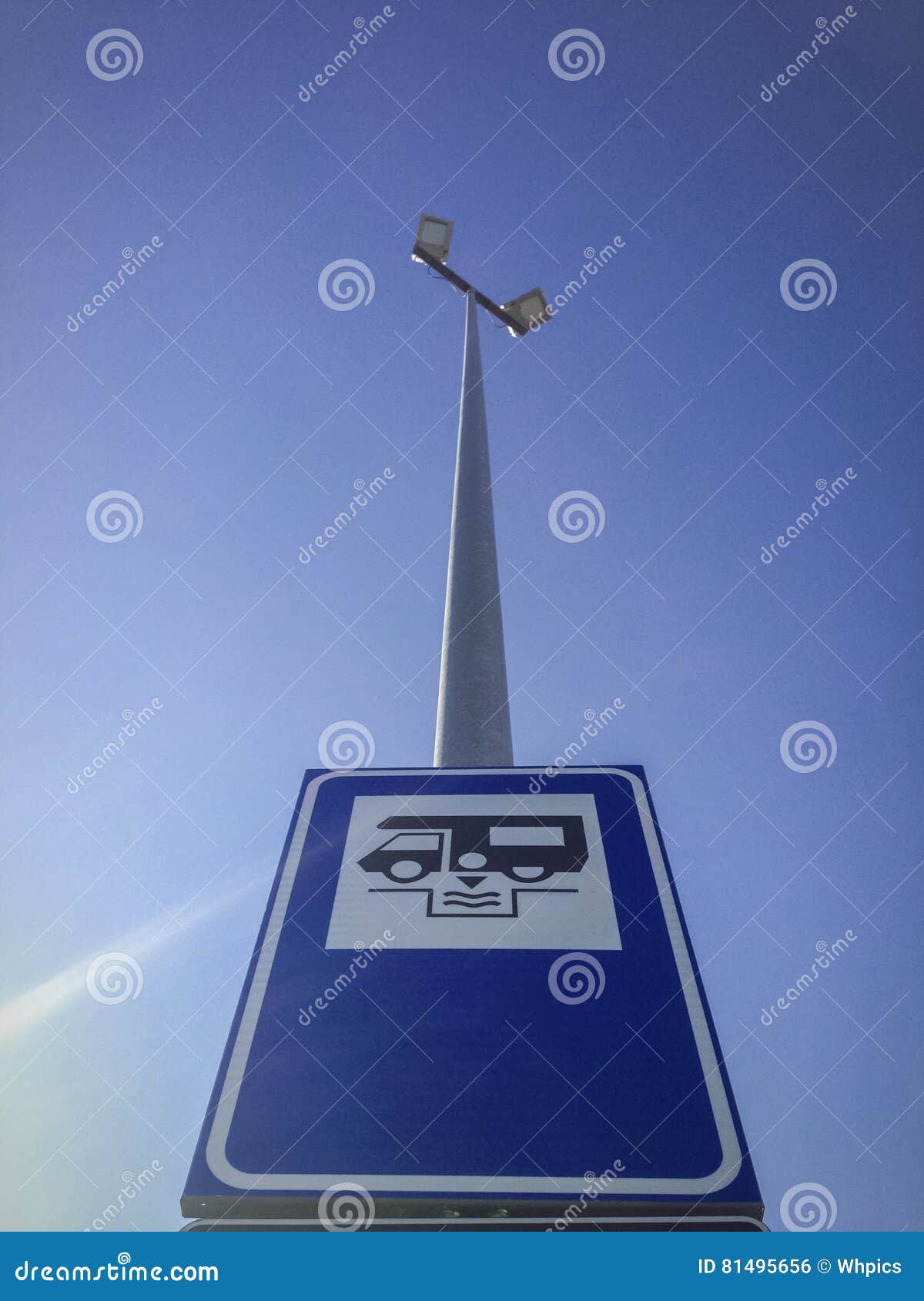 Sign Indicating the Dumping Station for Camping Van on a Light P Stock ...