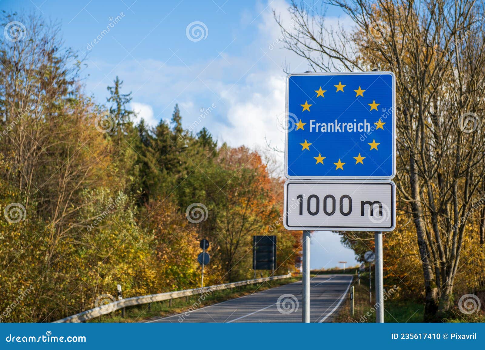 Sign Indicating the French Border Stock Photo - Image of signalisation ...