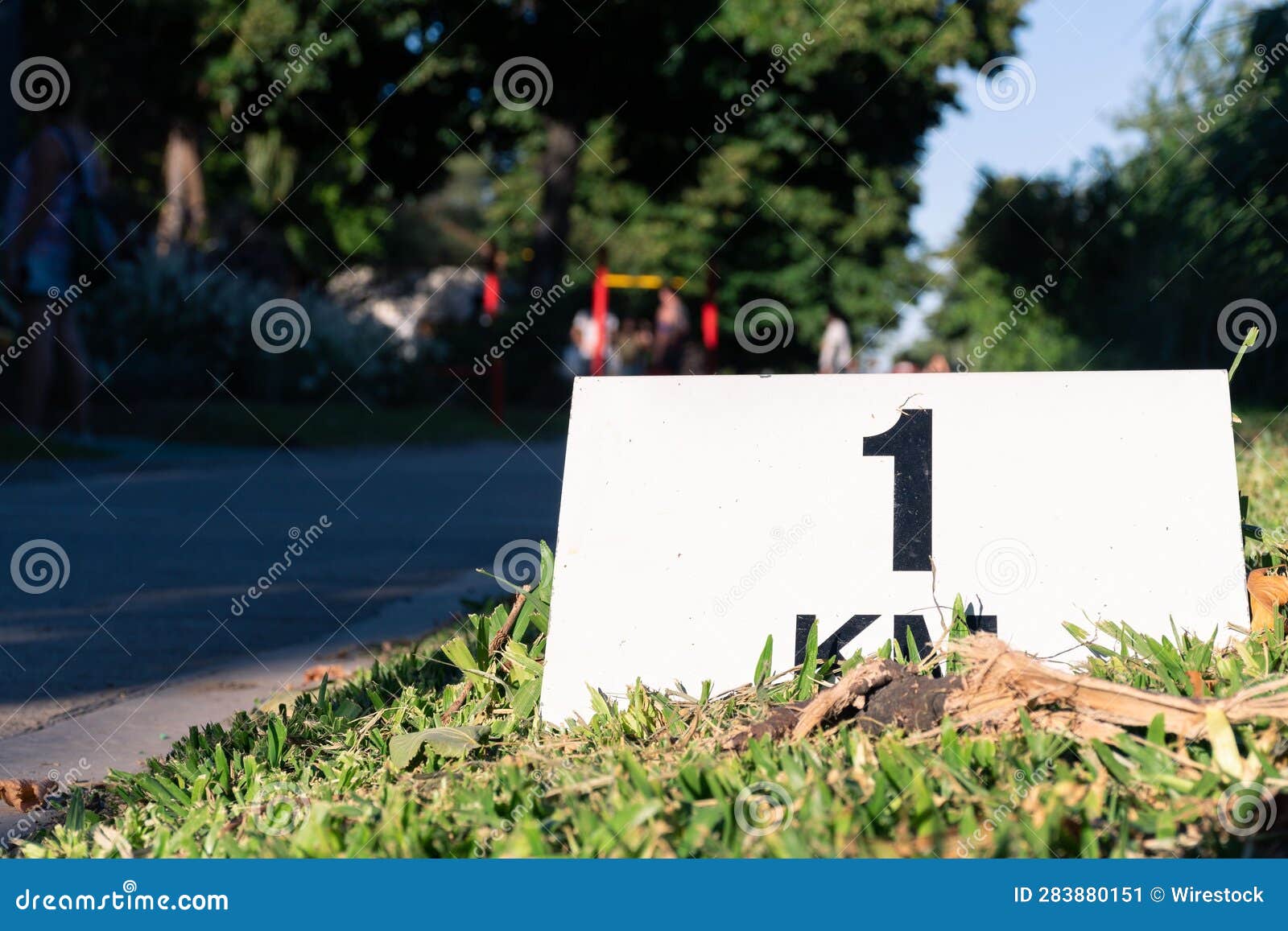Sign Indicating a Kilometer in a Race. Stock Image - Image of sprint ...