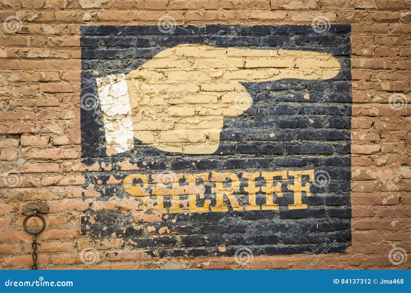 Sign Indicating the Location of the Sheriff Painted on a Wall Stock ...