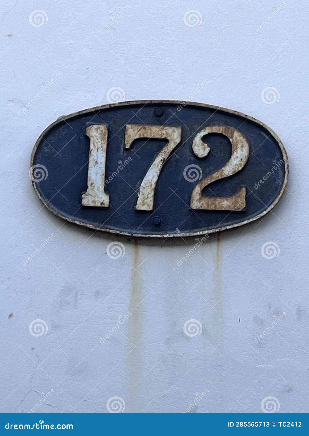 Sign Indicating the Number of the Street. 172 Stock Image - Image of ...