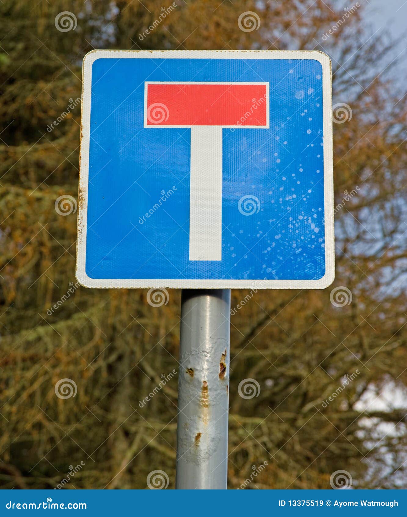 Sign Indicating Road with a Dead End. Stock Image - Image of round ...