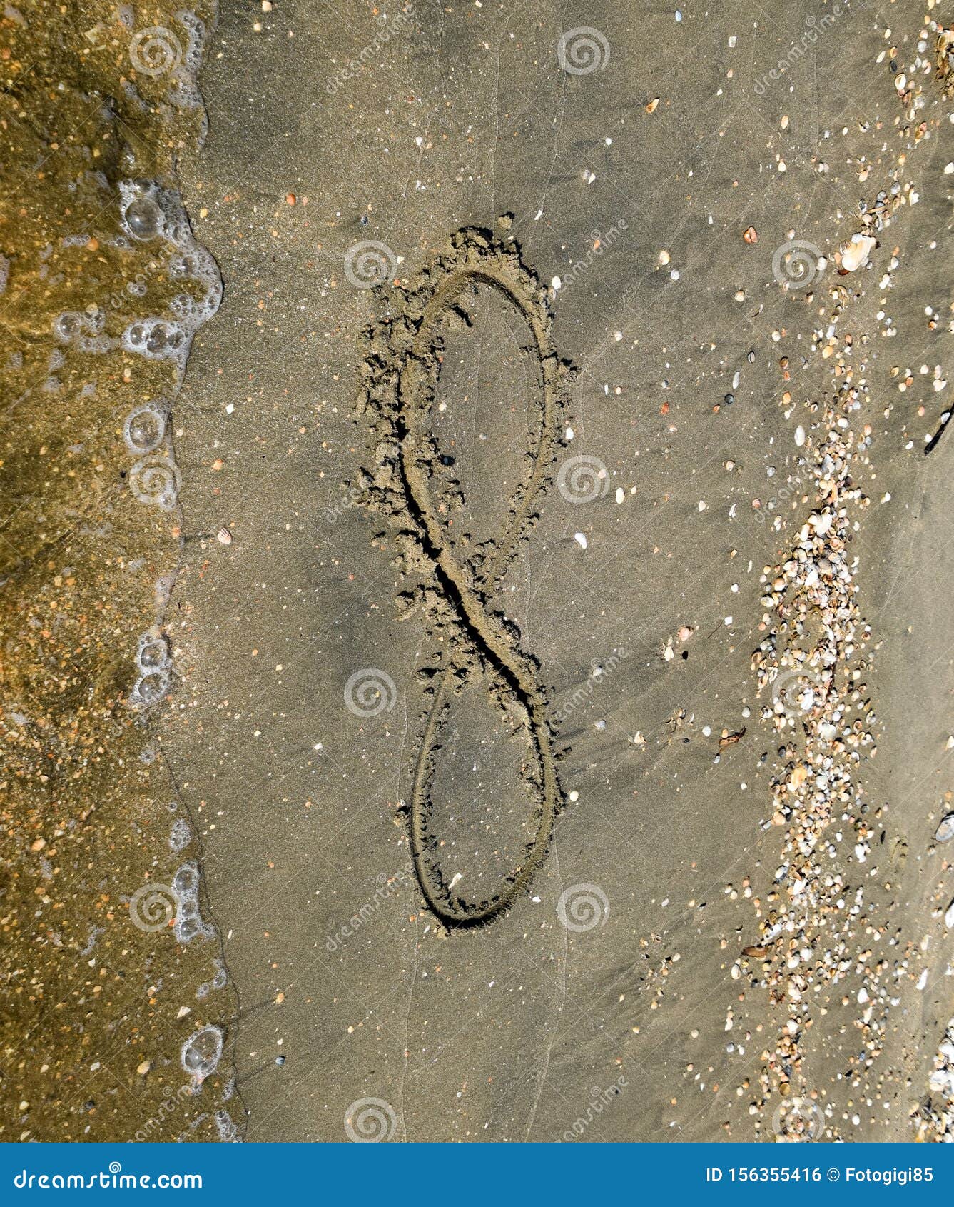 The of Infinity on the Sea. Coastal Sand on the Beach. the Symbol of ...