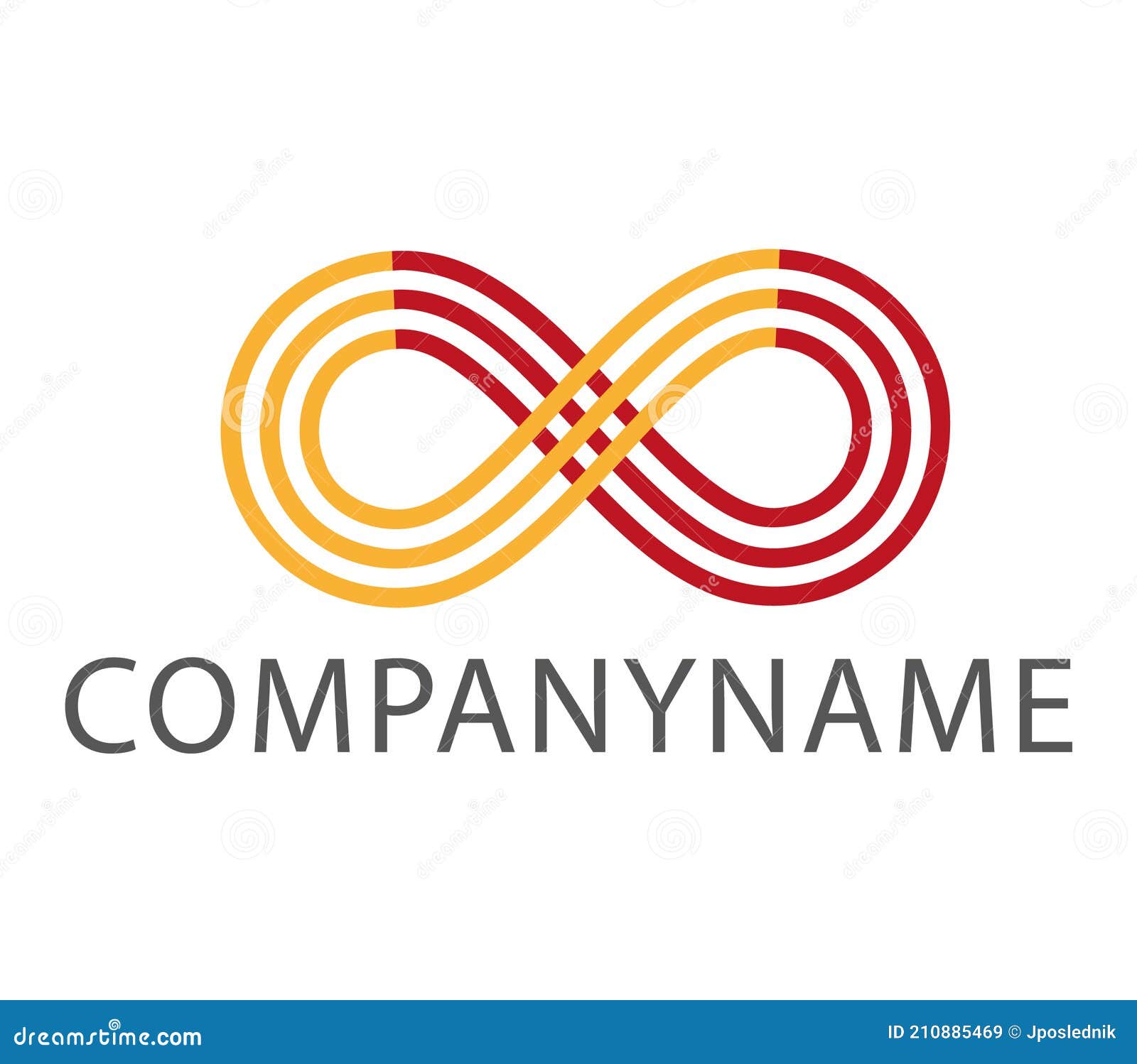 The Sign Of Infinity In Yellow And Red Mobius Loop Three Lines Ready