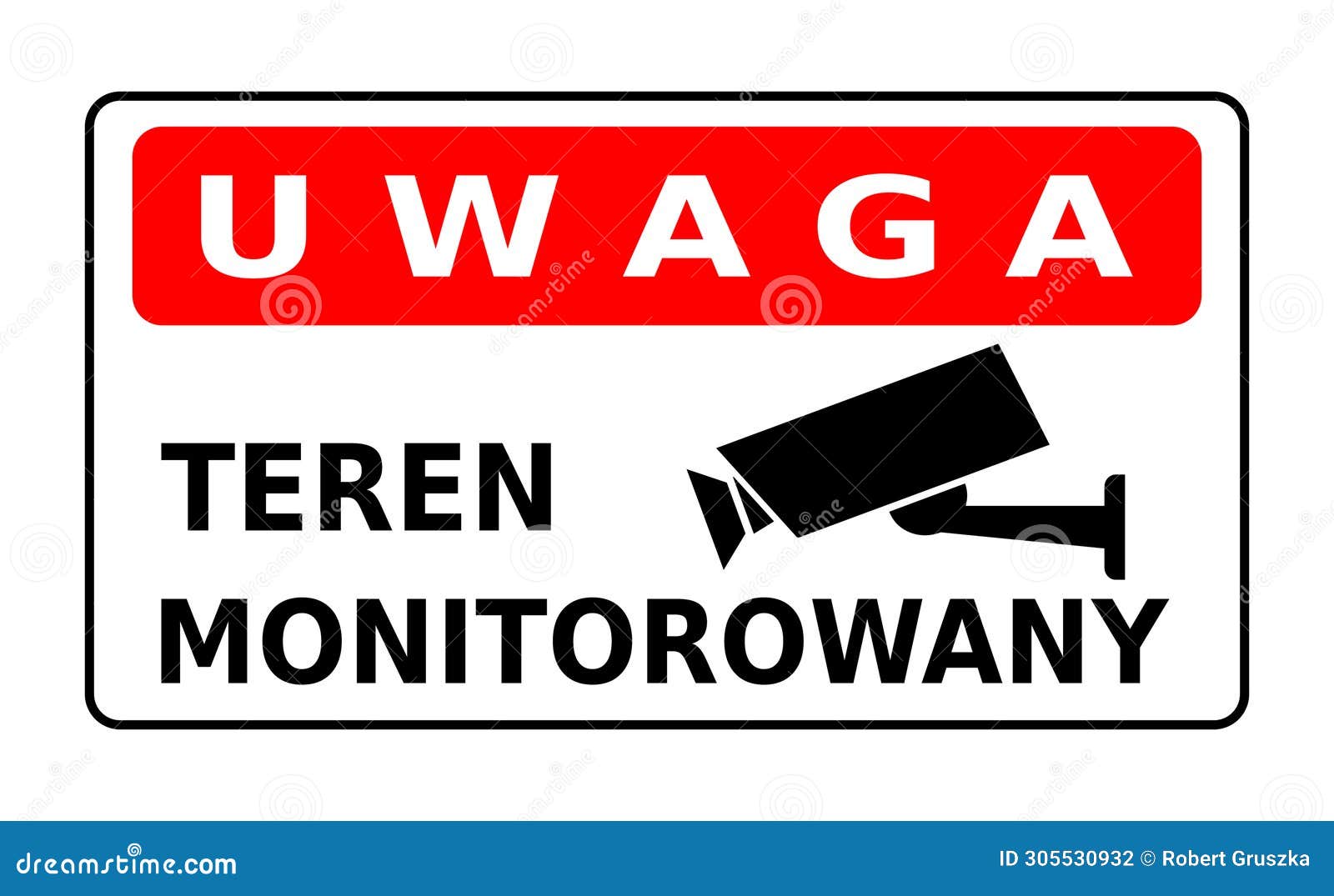 Monitored area sign stock illustration. Illustration of vector - 305530932