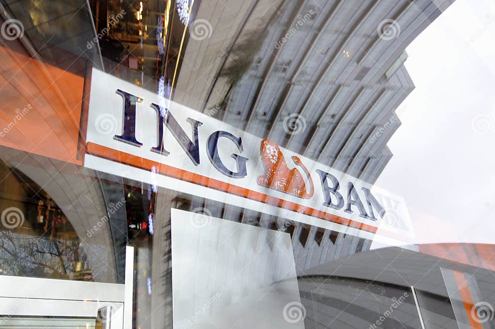 Sign of ING Bank Reflected in Window Editorial Stock Photo - Image of ...