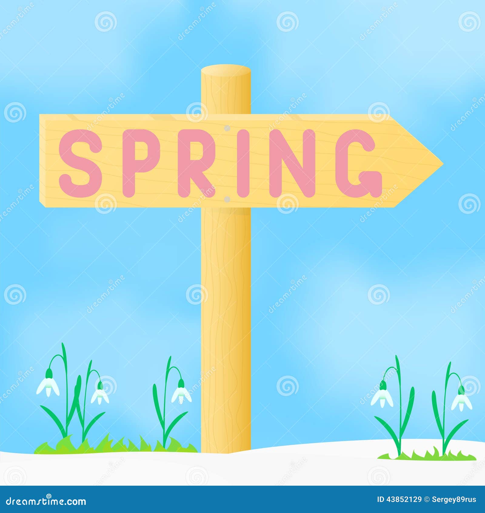 Sign with the Inscription Shring. Stock Vector - Illustration of grass ...