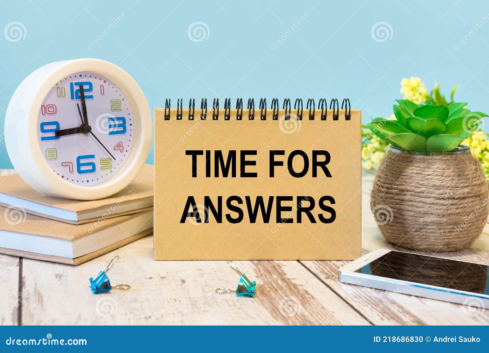 A Sign with the Inscription TIME for ANSWERS on the Table Stock Photo ...