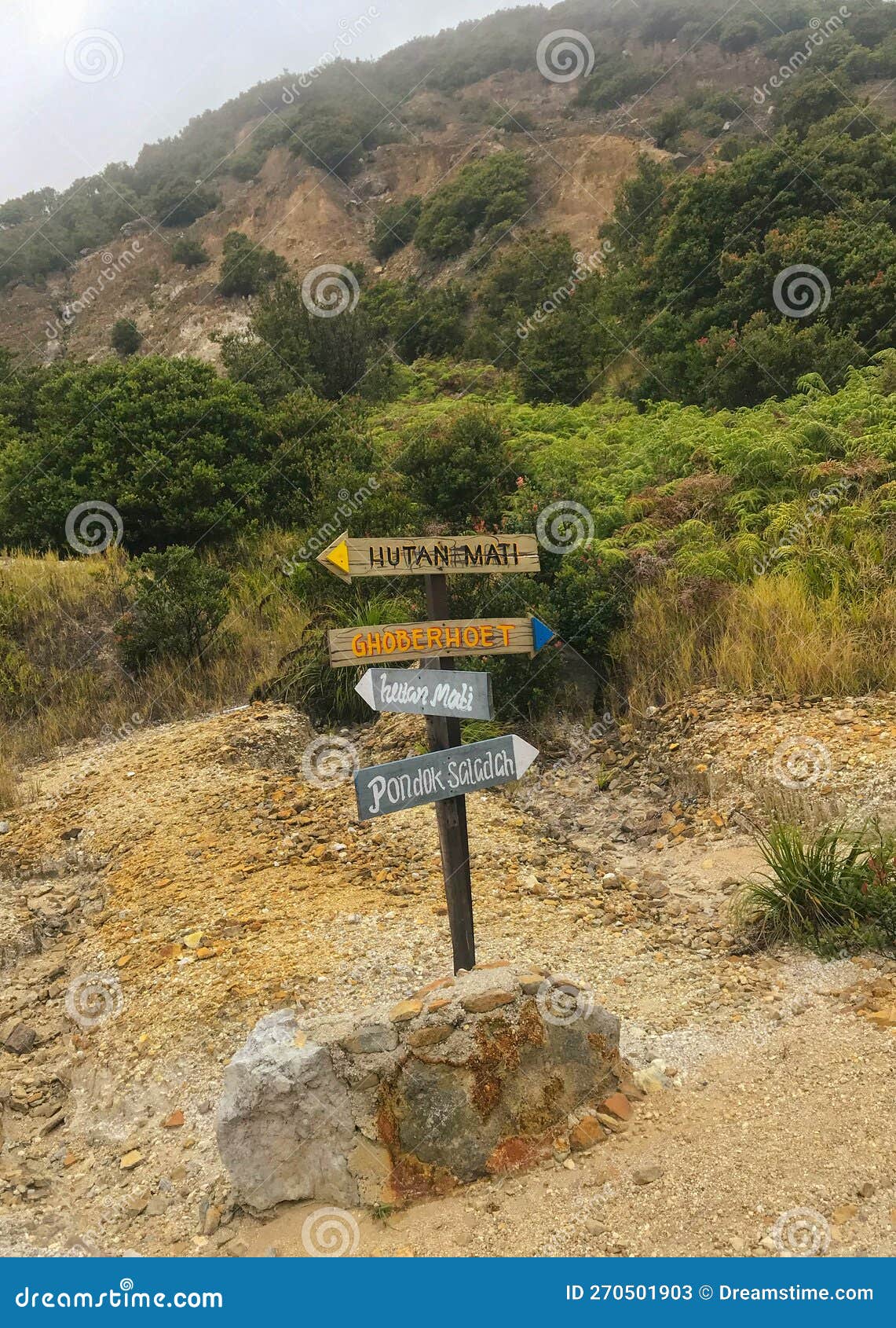 A Sign Posted in the Area of Mount Papandayan Garut Stock Image - Image ...