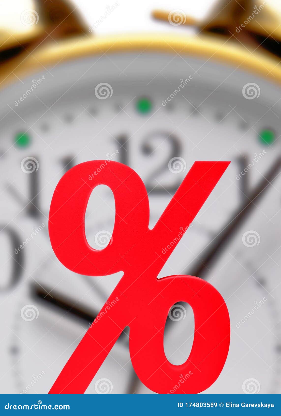 Sign of Interest on the Background of the Clock . Stock Image - Image ...