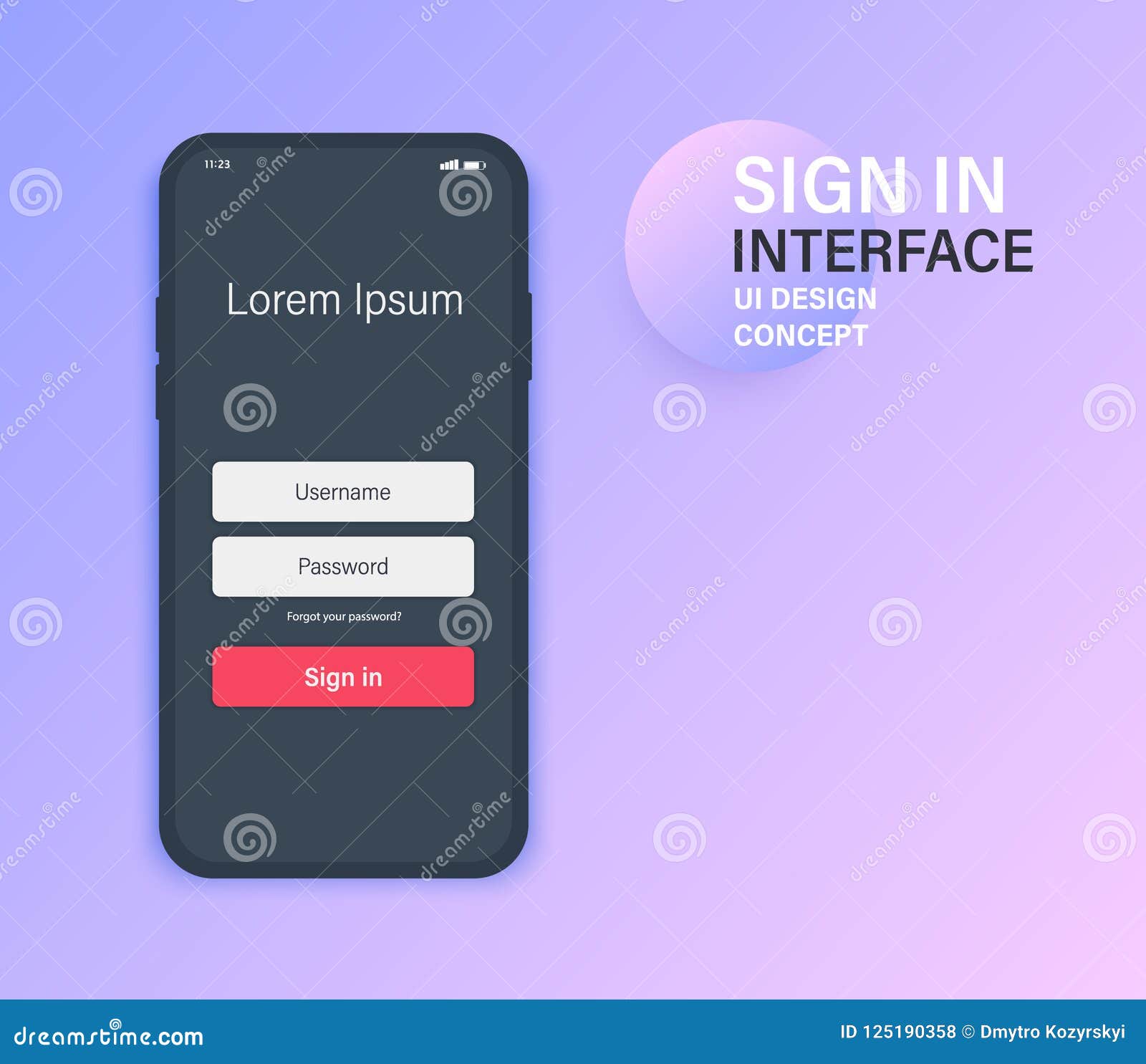 Sign in Interface Screen. Mobile Ui Design Concept. Login with Password ...