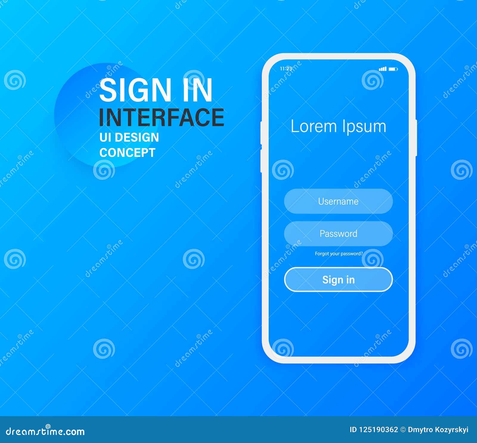 Sign in Interface Screen. Mobile Ui Design Concept. Login with Password ...