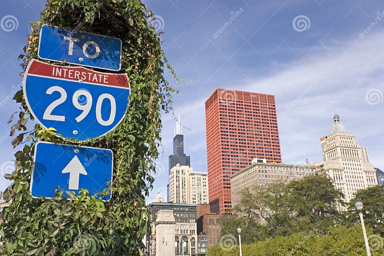 Sign of Interstate 290 stock image. Image of street, entrance - 3580153