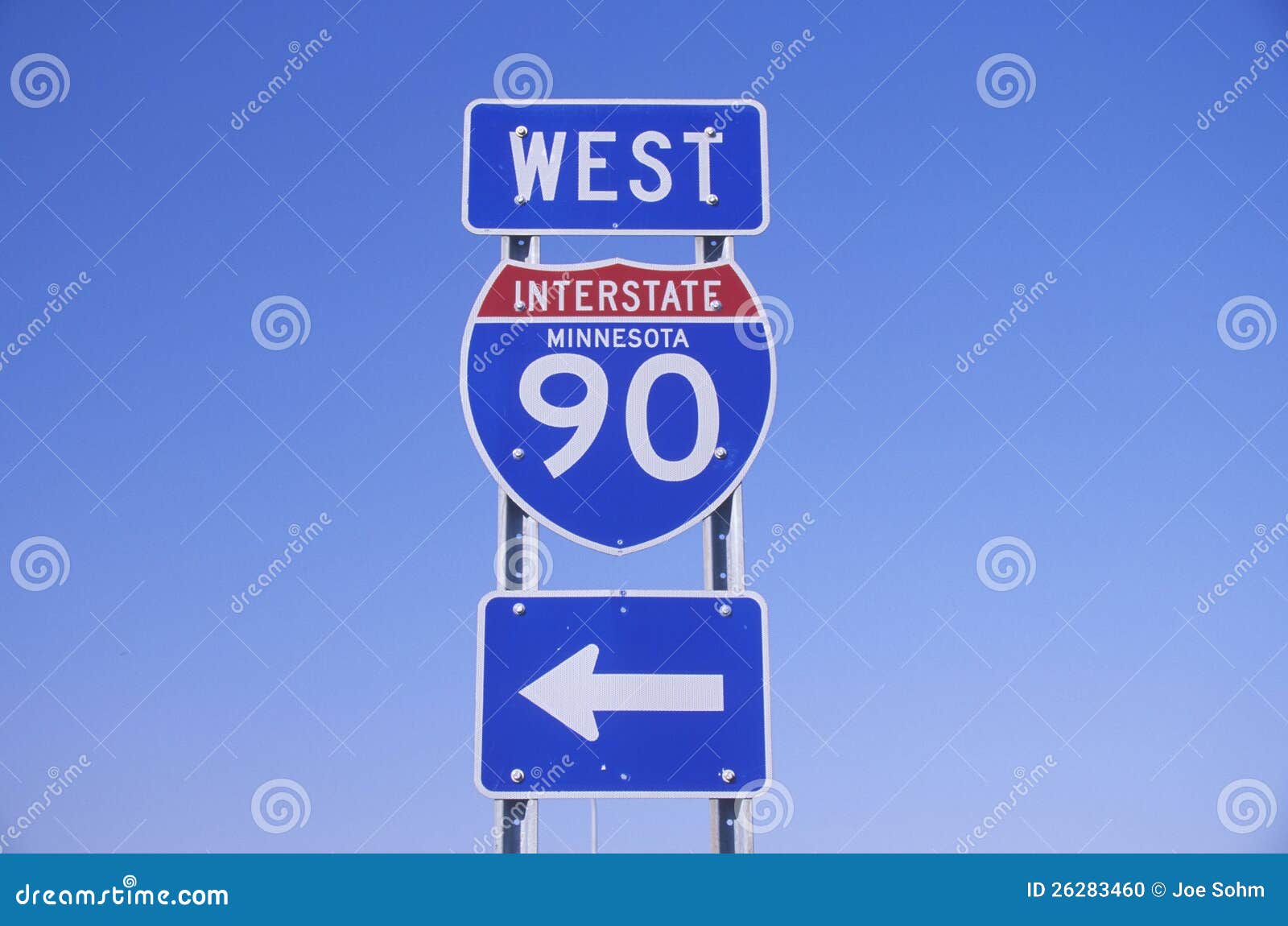 A Sign for Interstate 90 West Stock Photo - Image of communications ...