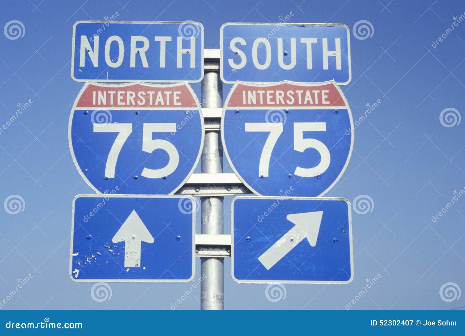 Sign for Interstate 75 North and South Stock Image - Image of traffic ...