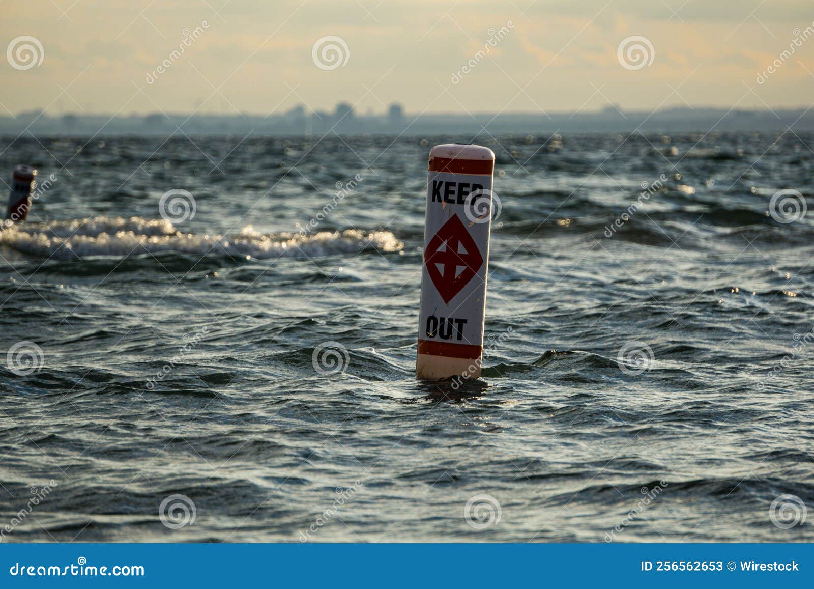 Sign keep out in sea stock image. Image of words, icon - 256562653