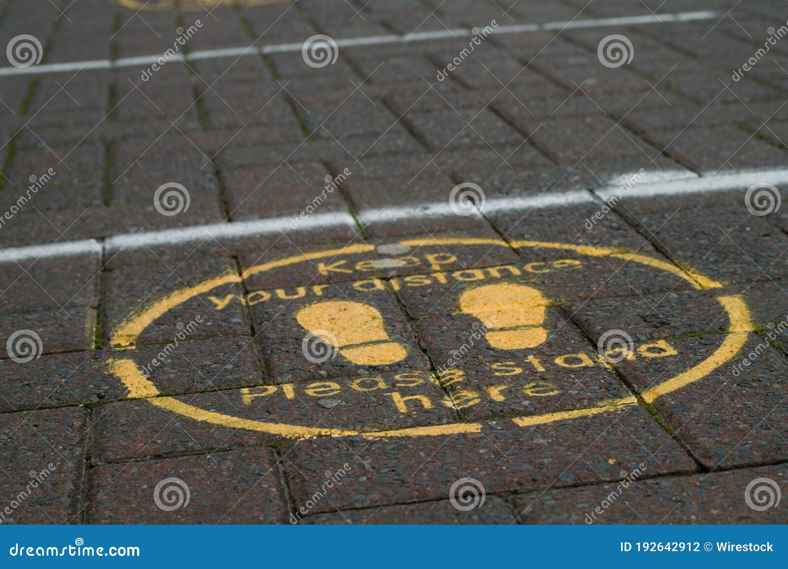 Sign of Keeping Social Distance on a Ground Stock Photo - Image of ...