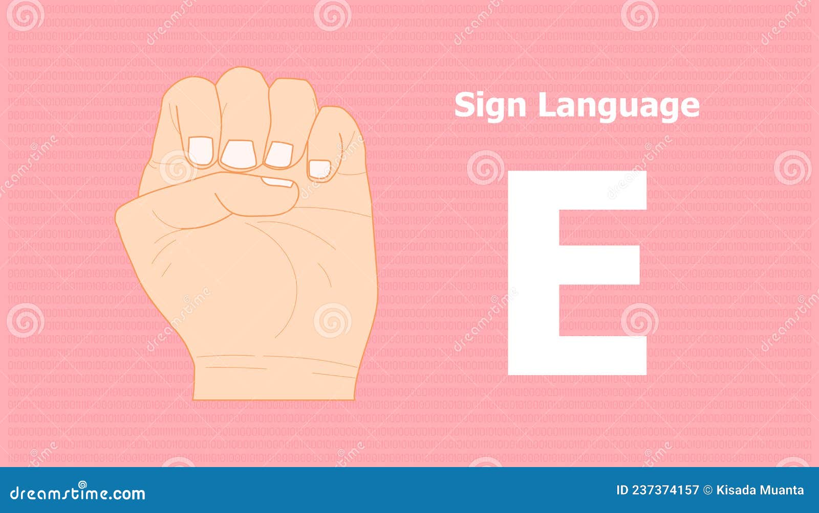 Sign Language Alphabet E Hand for Disabled Person Communication. Vector ...