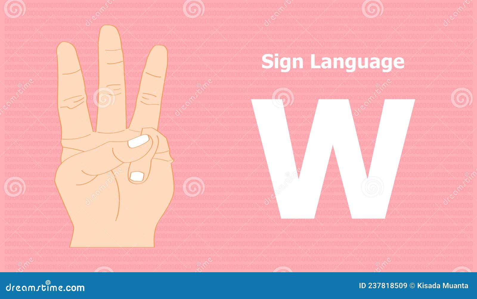 Sign Language Alphabet W for Communication. Vector Illustration Eps10 ...