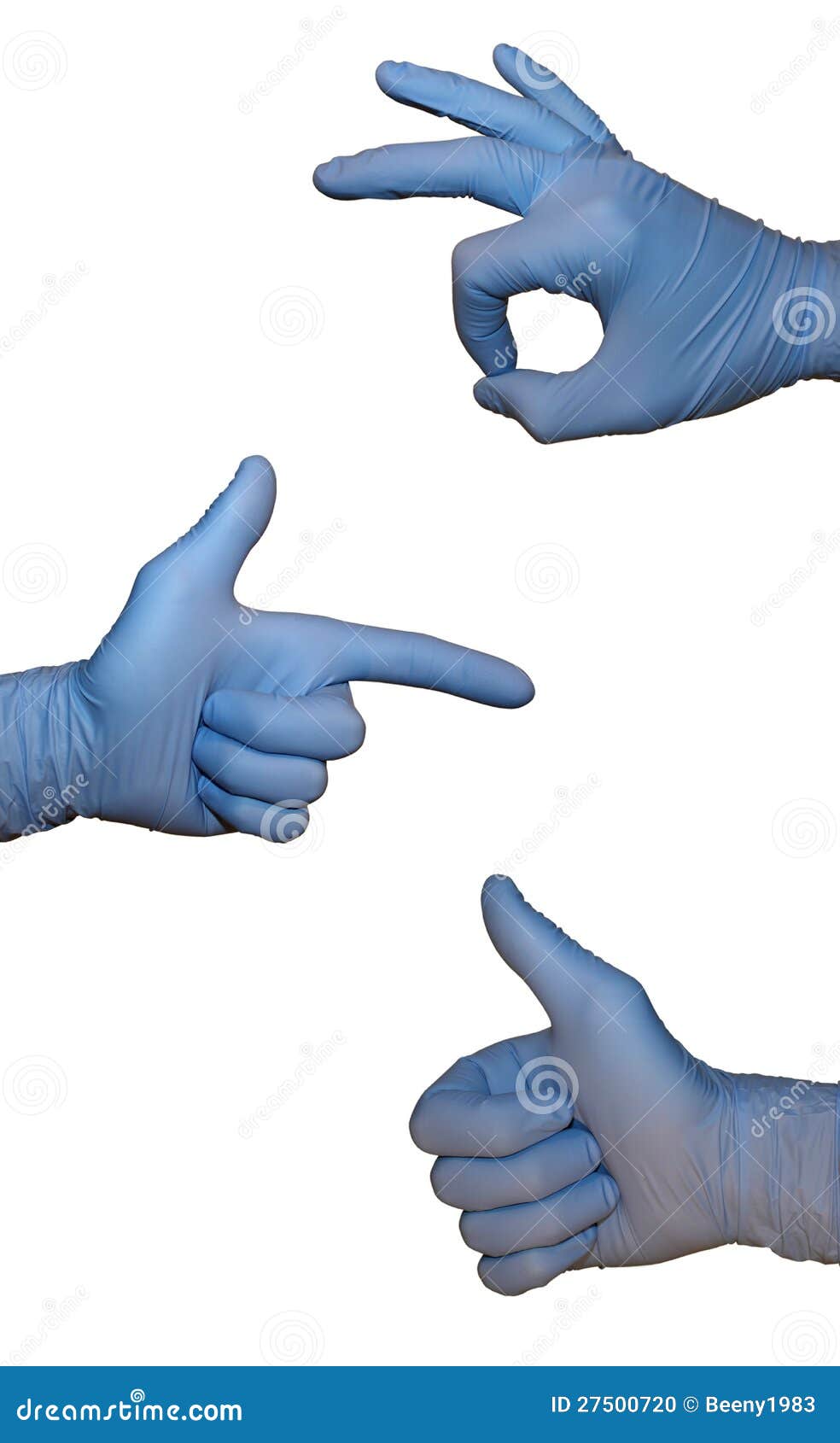 Sign Language in Blue Rubber Gloves Stock Illustration - Illustration ...