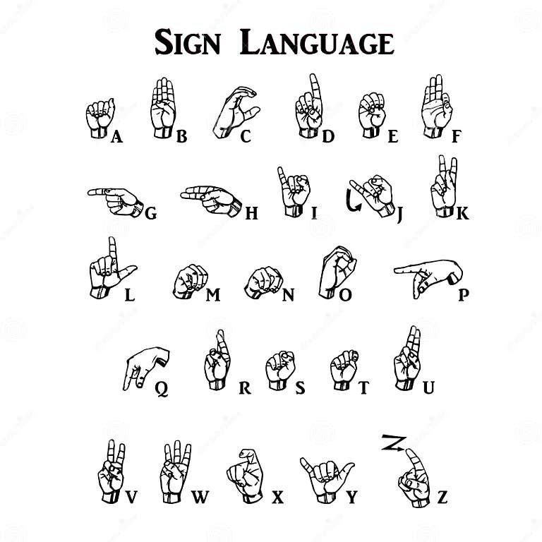 Sign Language Chart stock illustration. Illustration of speak - 23615492