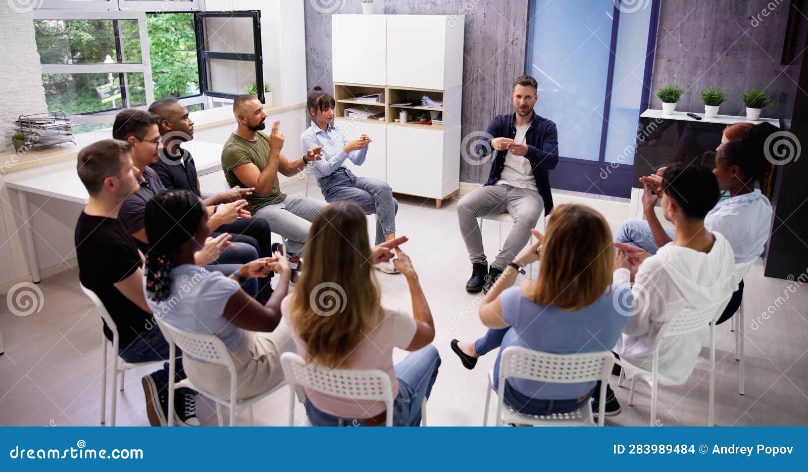 Sign Language Class for People Stock Photo - Image of communication ...