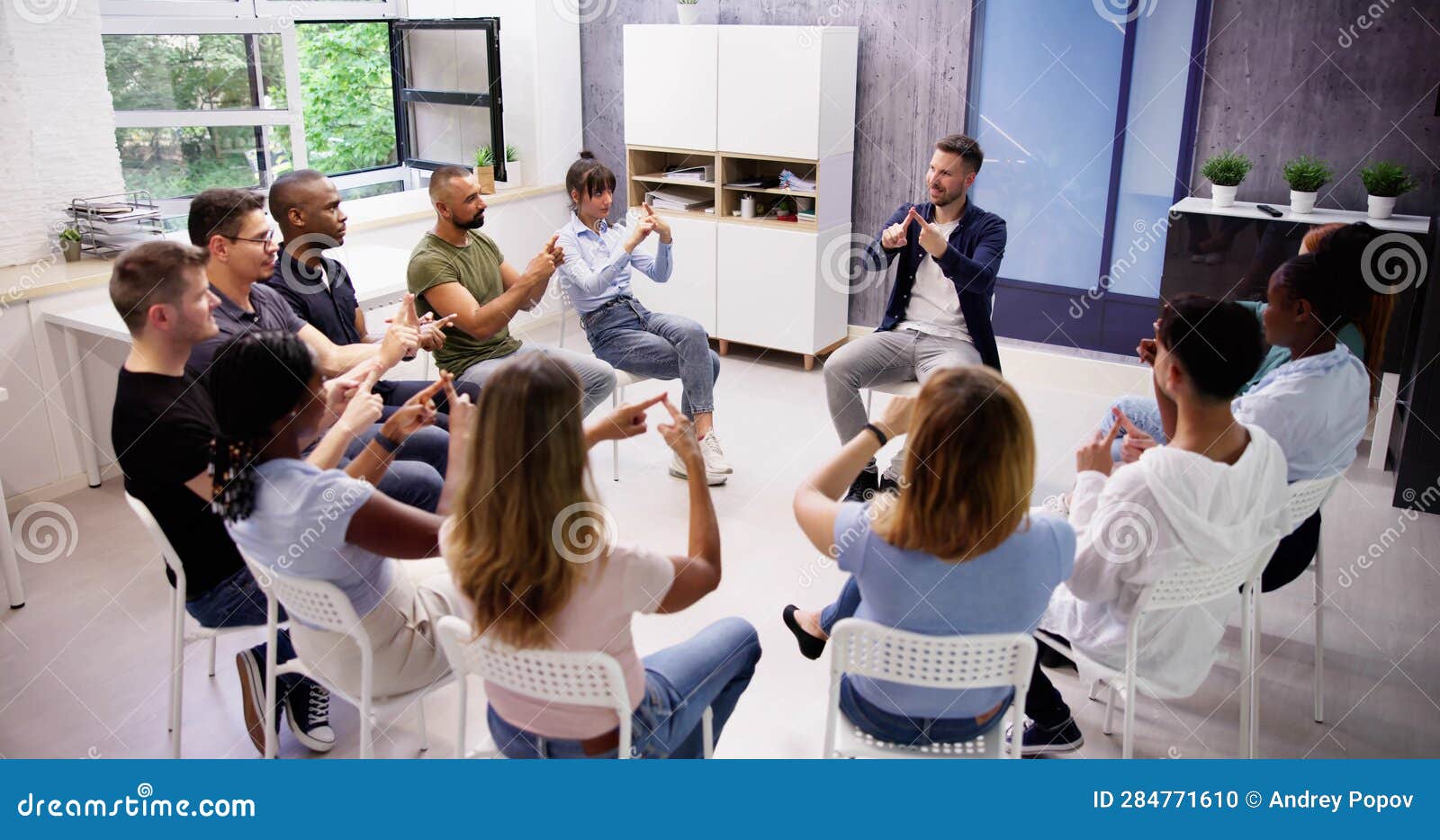 Sign Language Class for People Stock Photo - Image of black, student ...