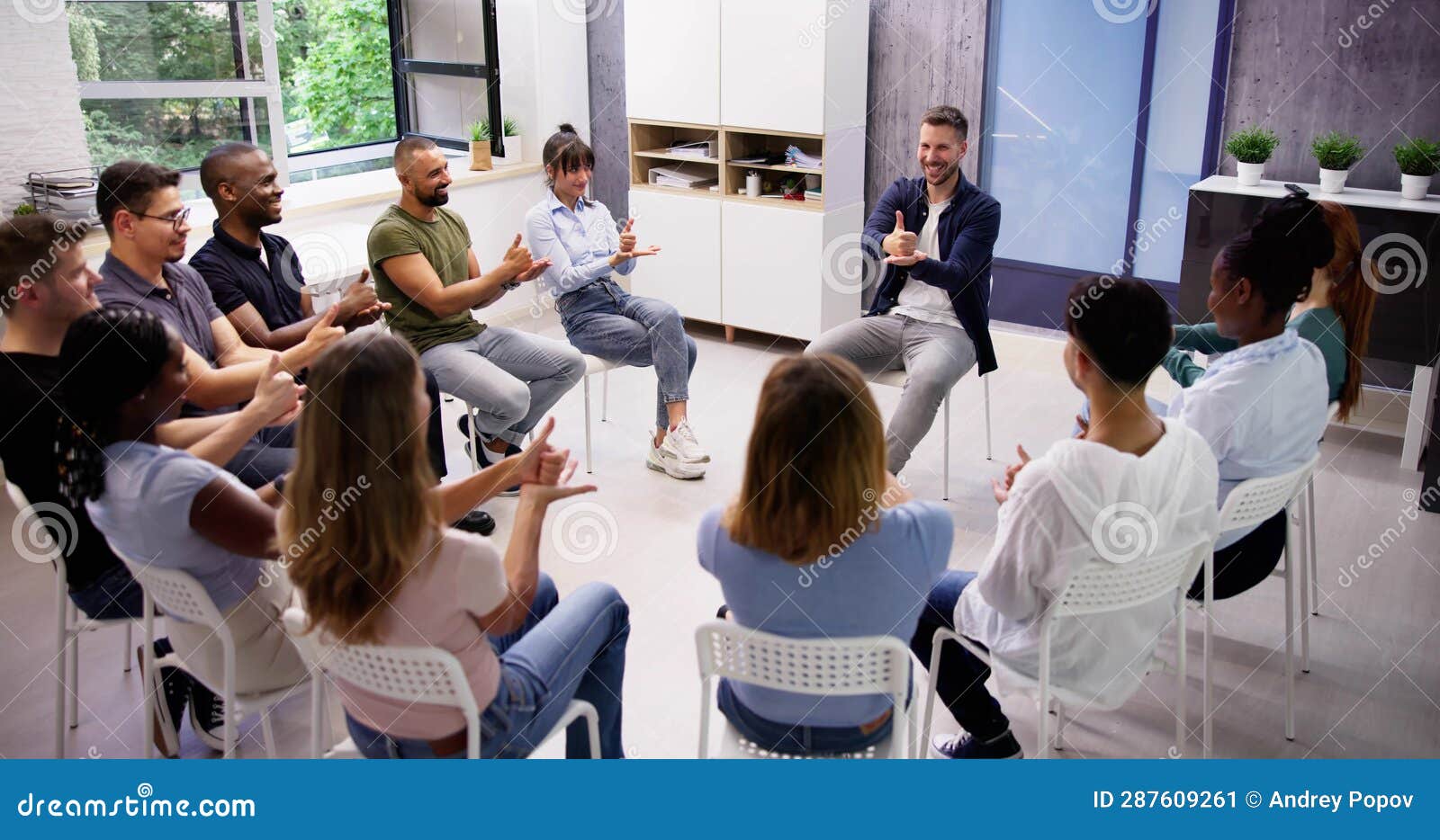 Sign Language Class for People Stock Image - Image of sign, class ...