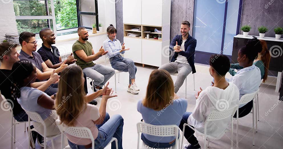 Sign Language Class for People Stock Image - Image of sign, class ...