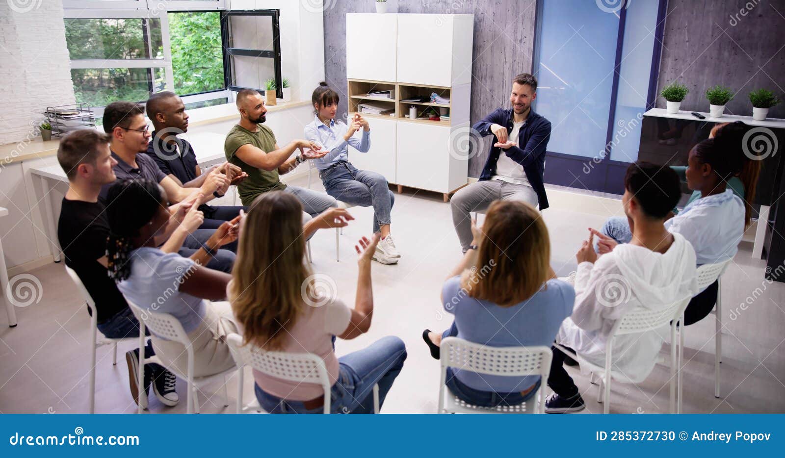 Sign Language Class for People Stock Photo - Image of sign, staff ...