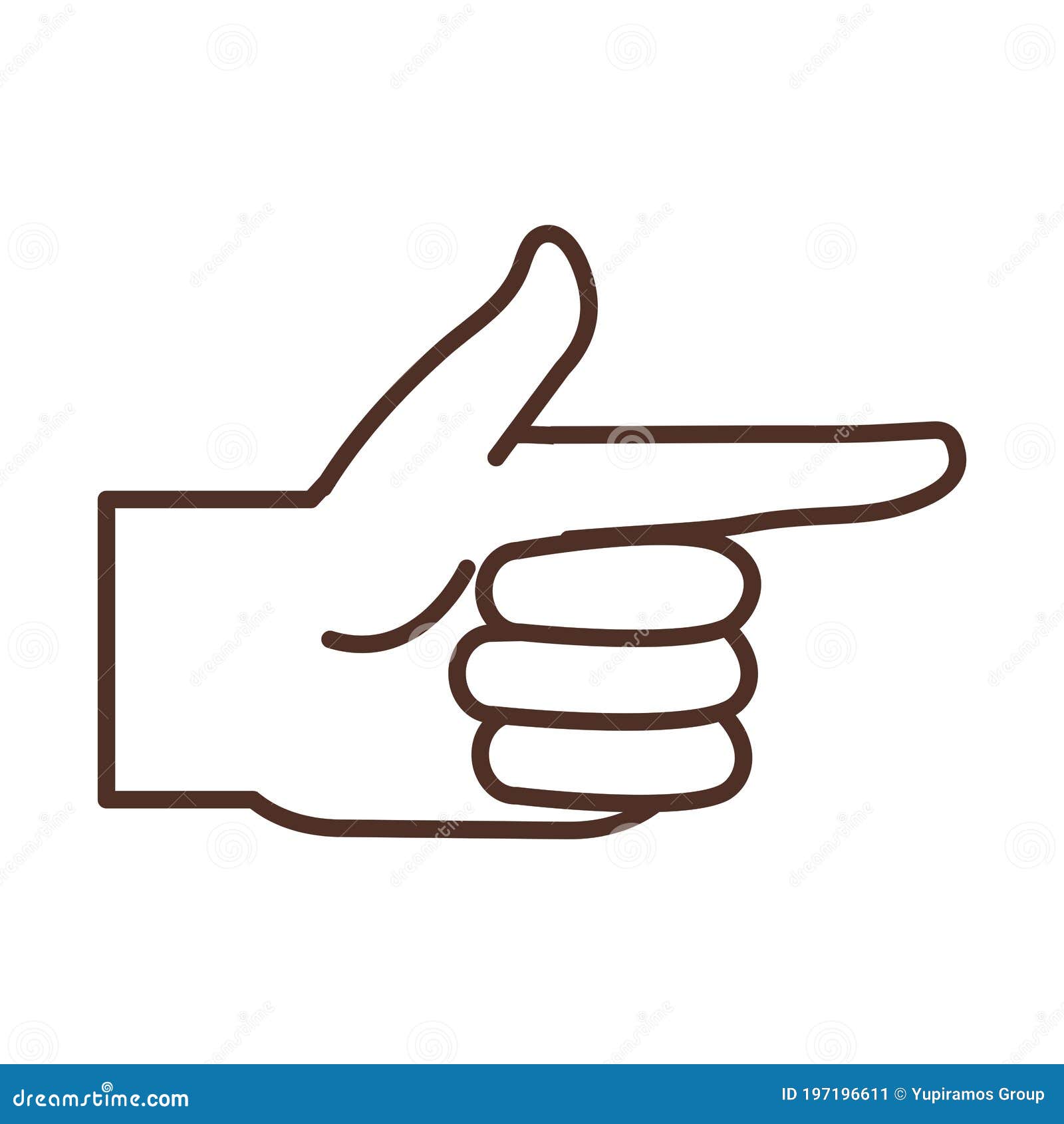 Sign Language Hand Gesture Indicating Right Direction, Line Icon Stock ...