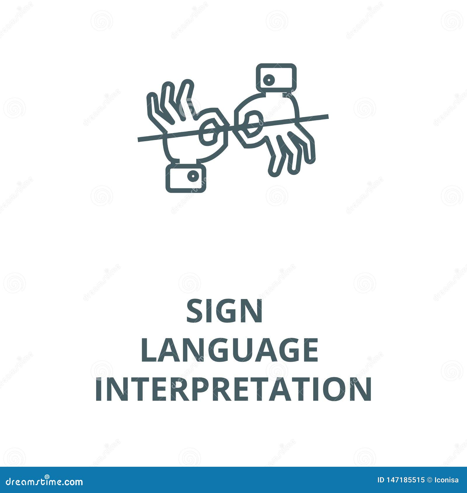 Sign Language Interpretation Vector Line Icon, Linear Concept, Outline ...