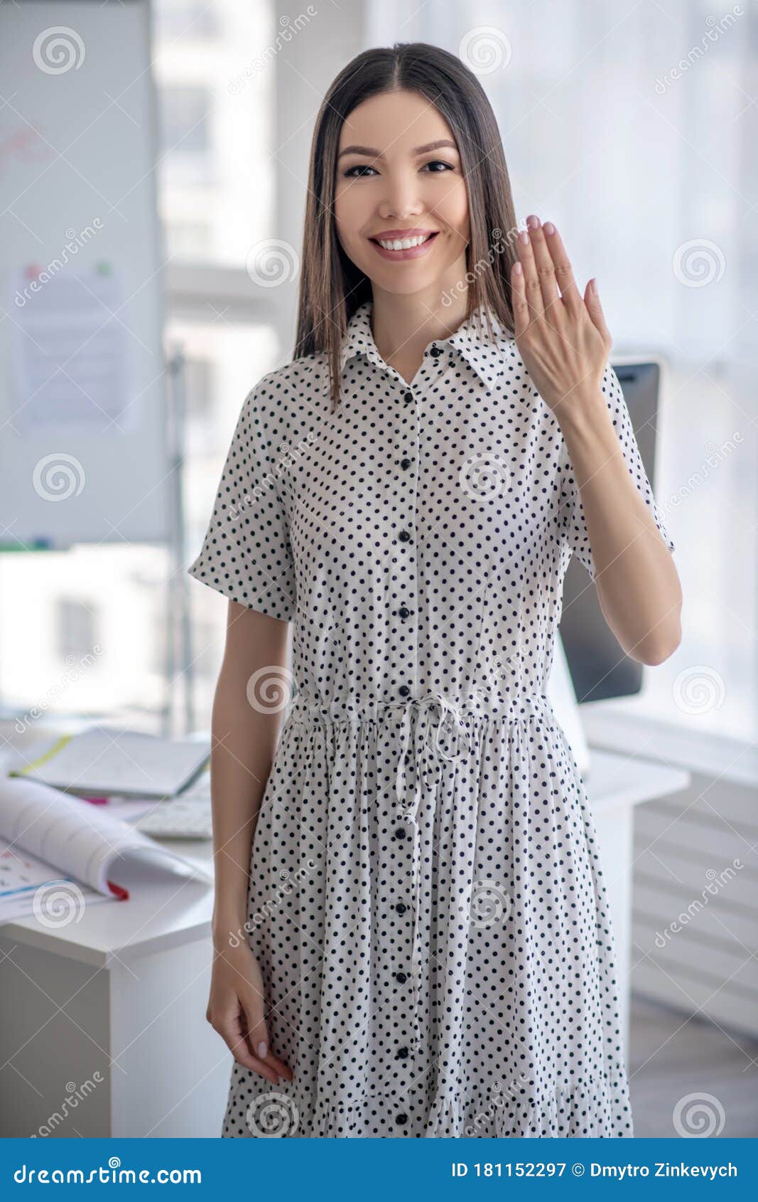 Young Sign Language Interpreter Standing and Smiling Stock Image ...