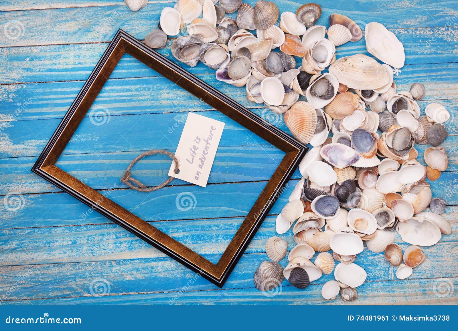 Sign Life is an Adventure and Photo Frame. Vocation Background Stock ...