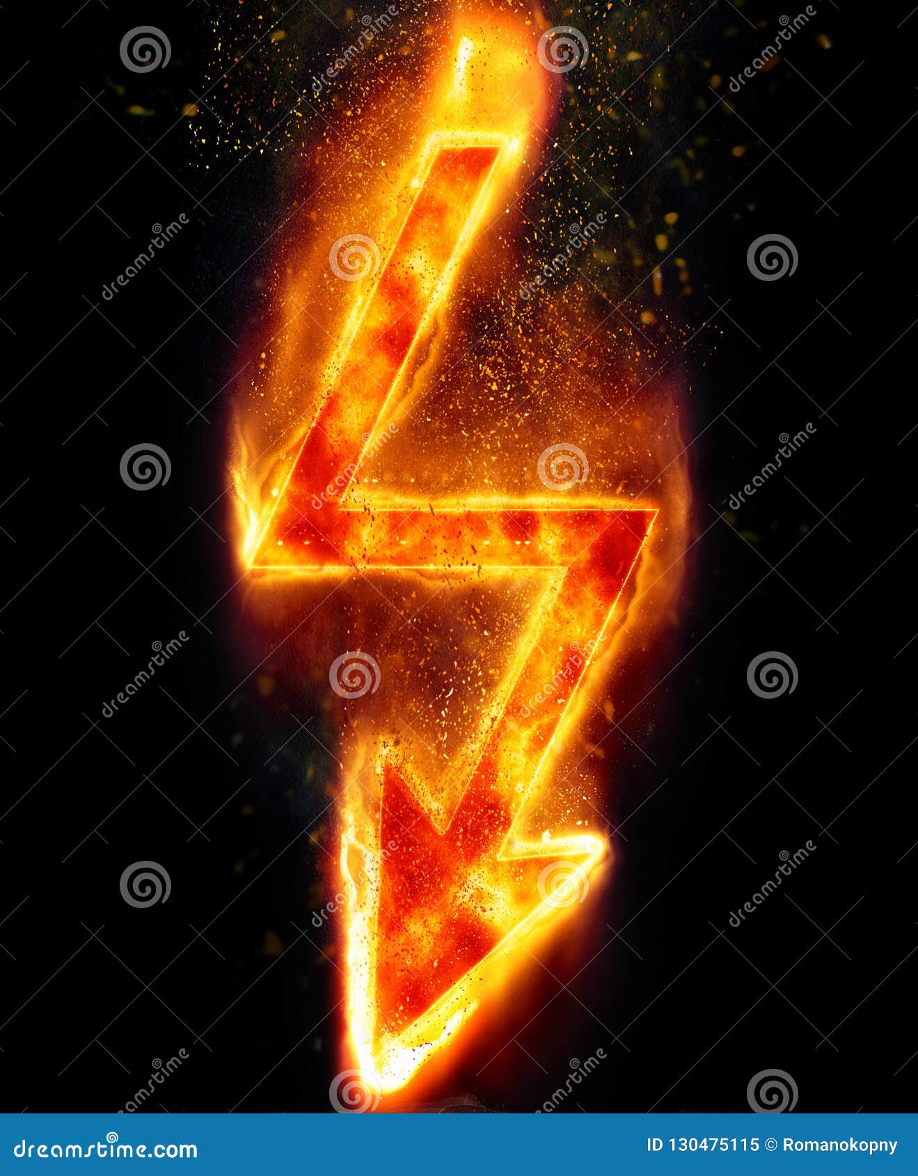 Sign of Lightning with Burning Effect Stock Illustration - Illustration ...