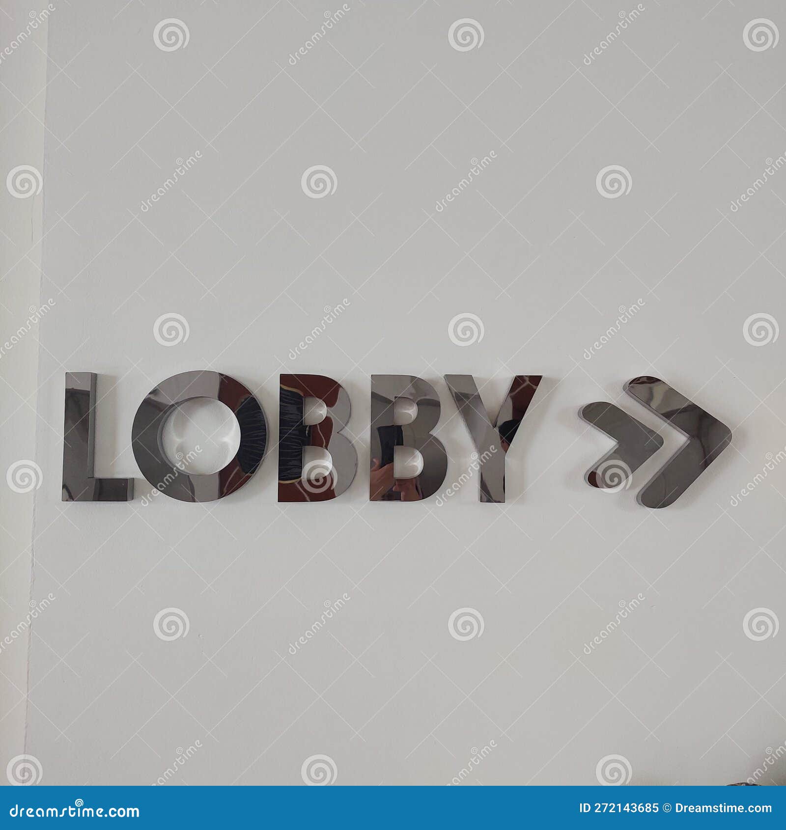 Sign of Lobby Direction on the White Wall Stock Image - Image of ...
