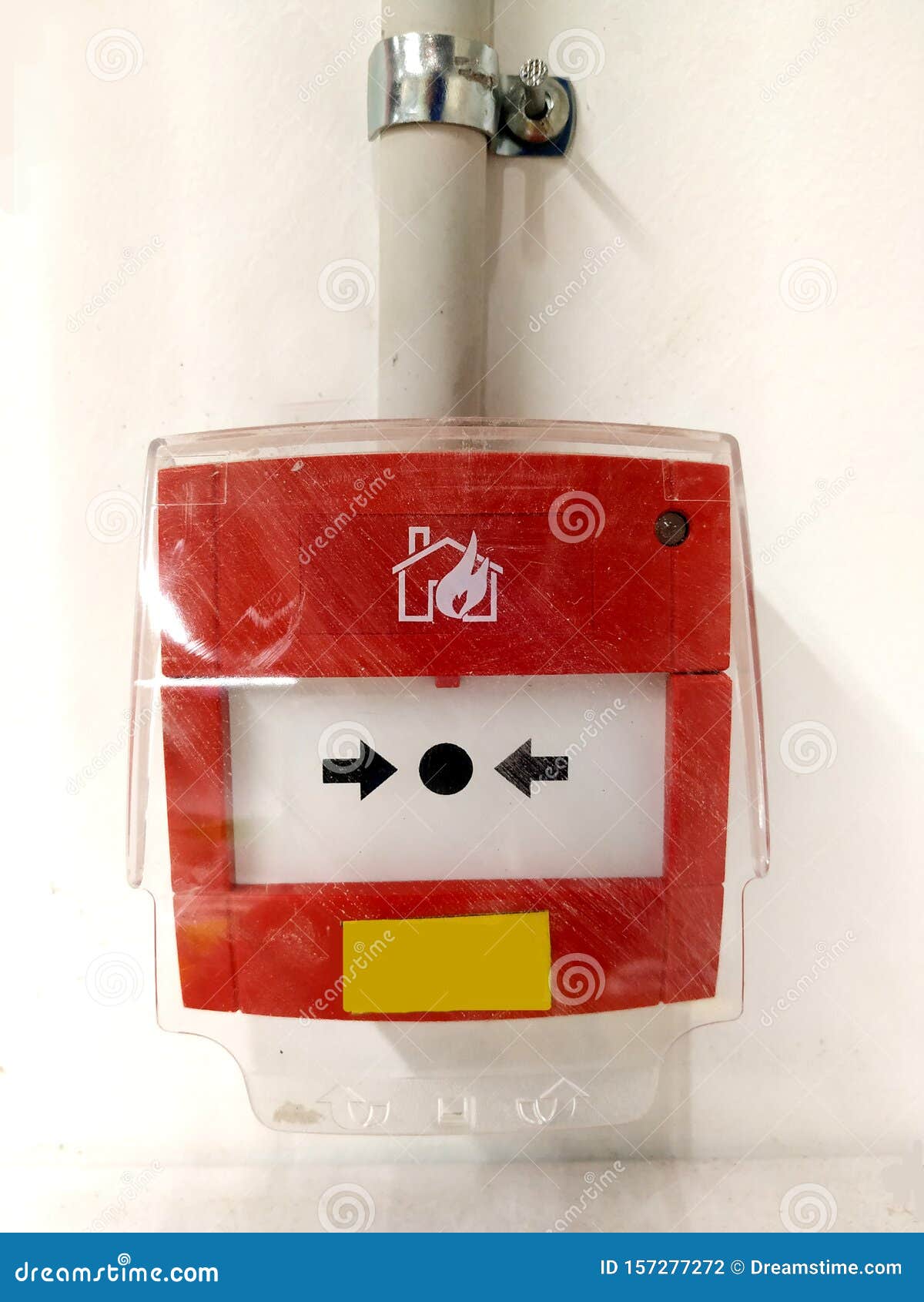 Sign the Location of the Button To Signal the Fire. on a Red Background ...